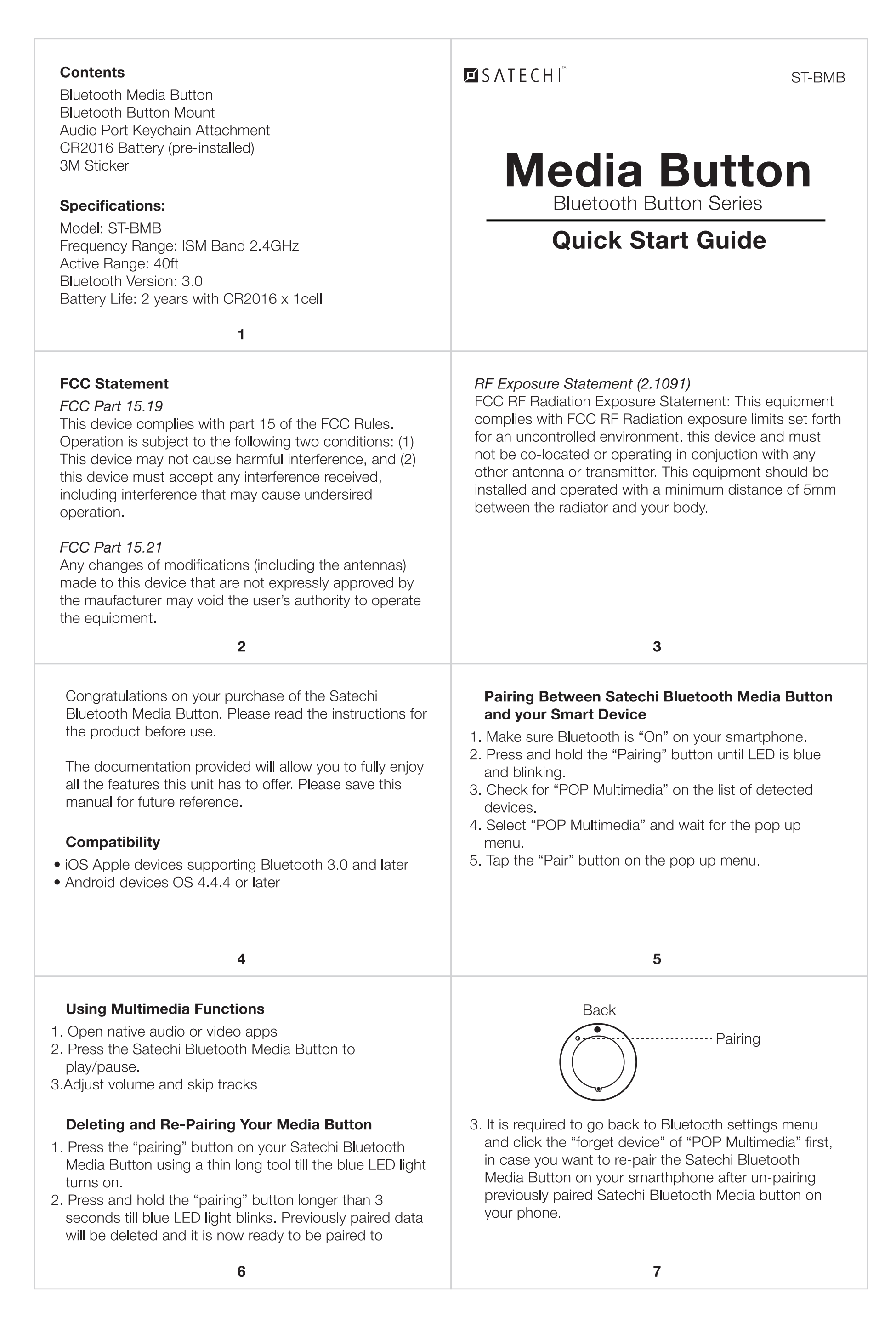Instruction Manual - Bluetooth Media Button | ST-BMB – Satechi